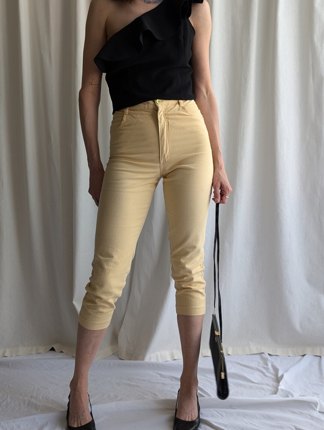80s Womens Pale Yellow Summer Capri Pants Trousers - Etsy
