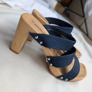 Vintage Denim Platform Sandals With Straps – Made in Italy, Chic ...