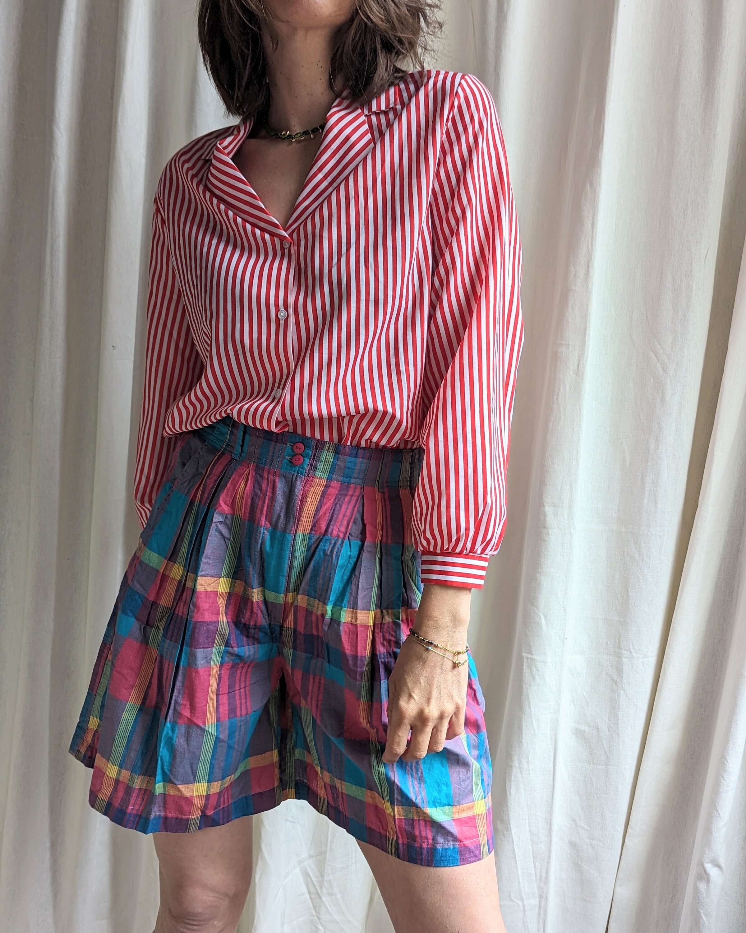 High Waist Colorful Plaid Boxer Shorts Vintage - Etsy