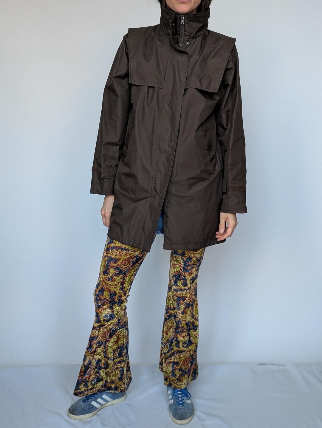 Brown Rain Jacket With Corduroy Collar - Women's Vintage Coat - Etsy