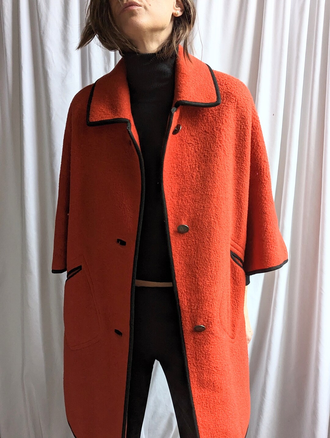 Women's Vintage Red Wool Cape Coat - Etsy