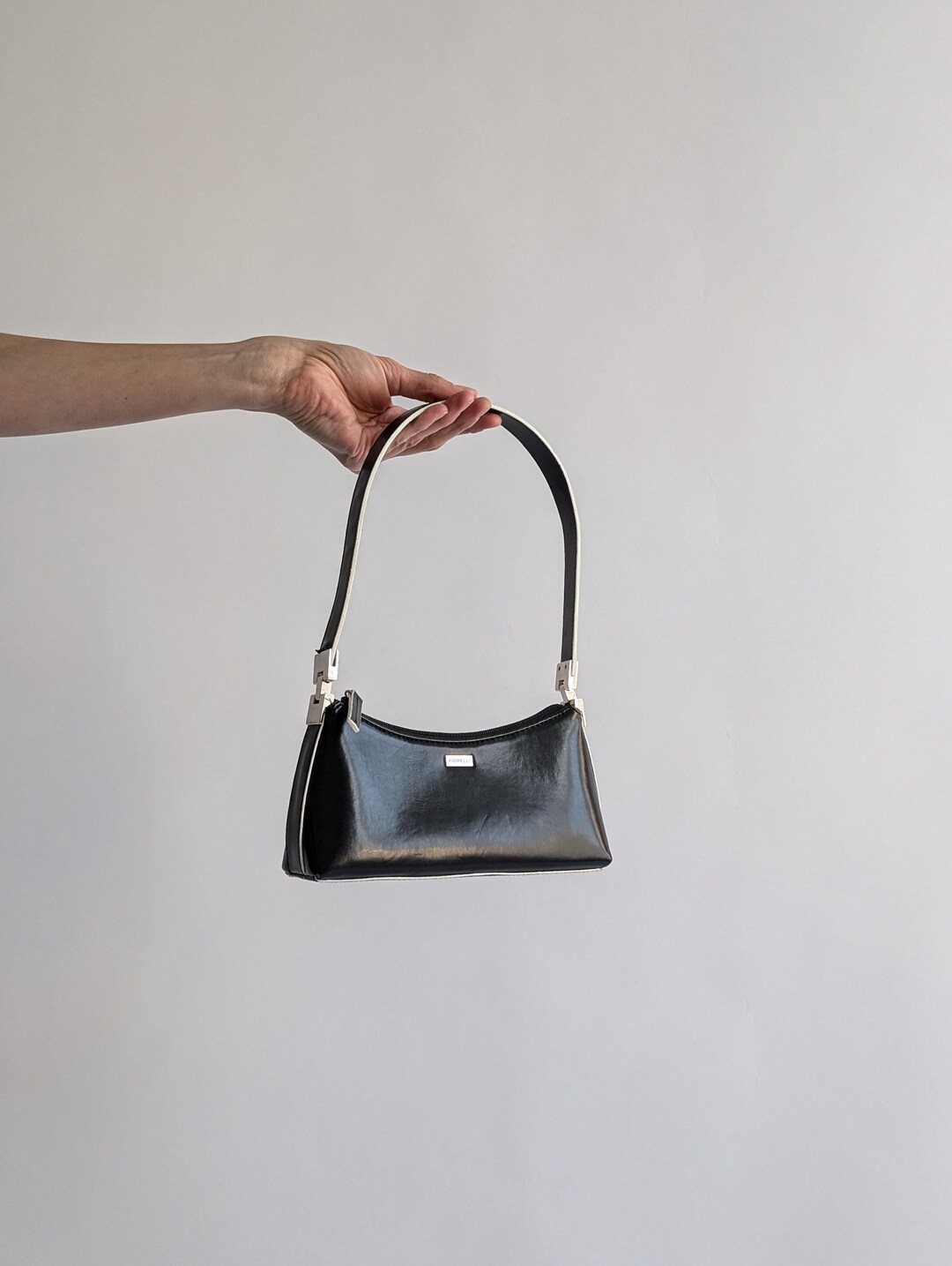 Vintage Black Faux Leather Rectangular Shoulder Bag - Etsy