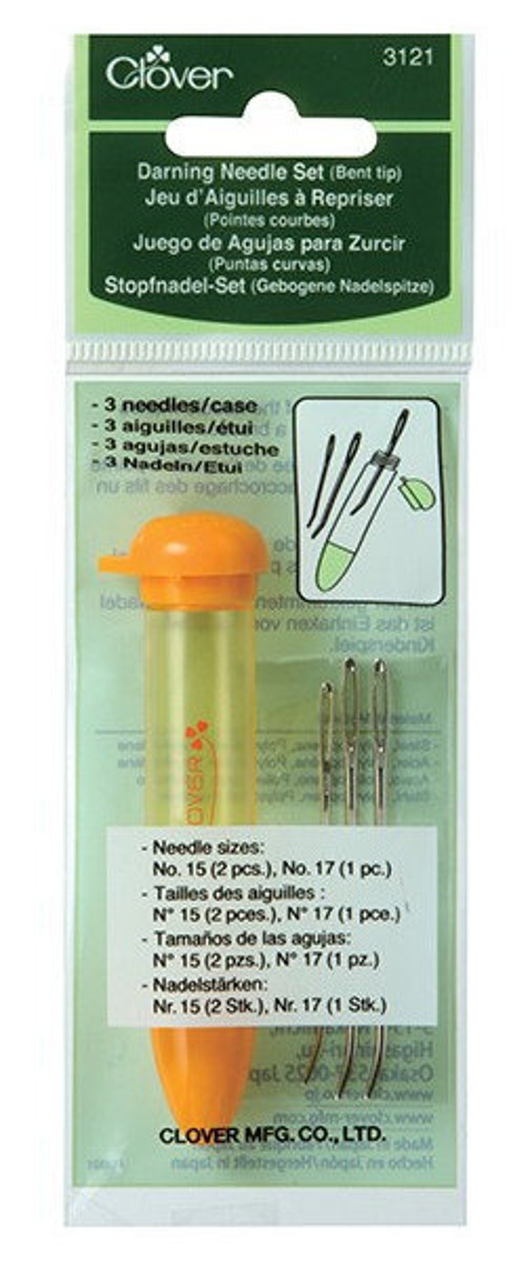 Clover #3121, Darning Needle Set, 3 per Set, Screw Top Case, Curved ...