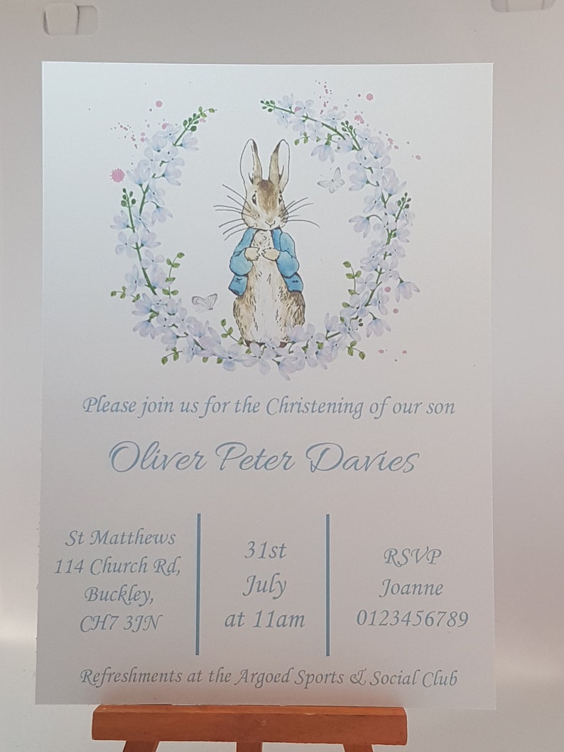 Peter Rabbit Christening Invitations Boys & Girls Packs of 10 Complete ...