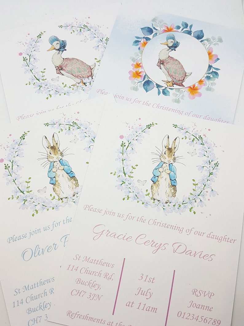Peter Rabbit Christening Invitations Boys & Girls Packs of 10 - Etsy UK