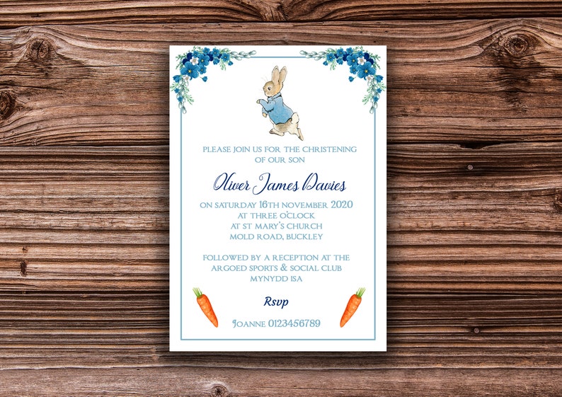 Peter Rabbit Christening Invitations Boys & Girls Packs of 10 - Etsy UK