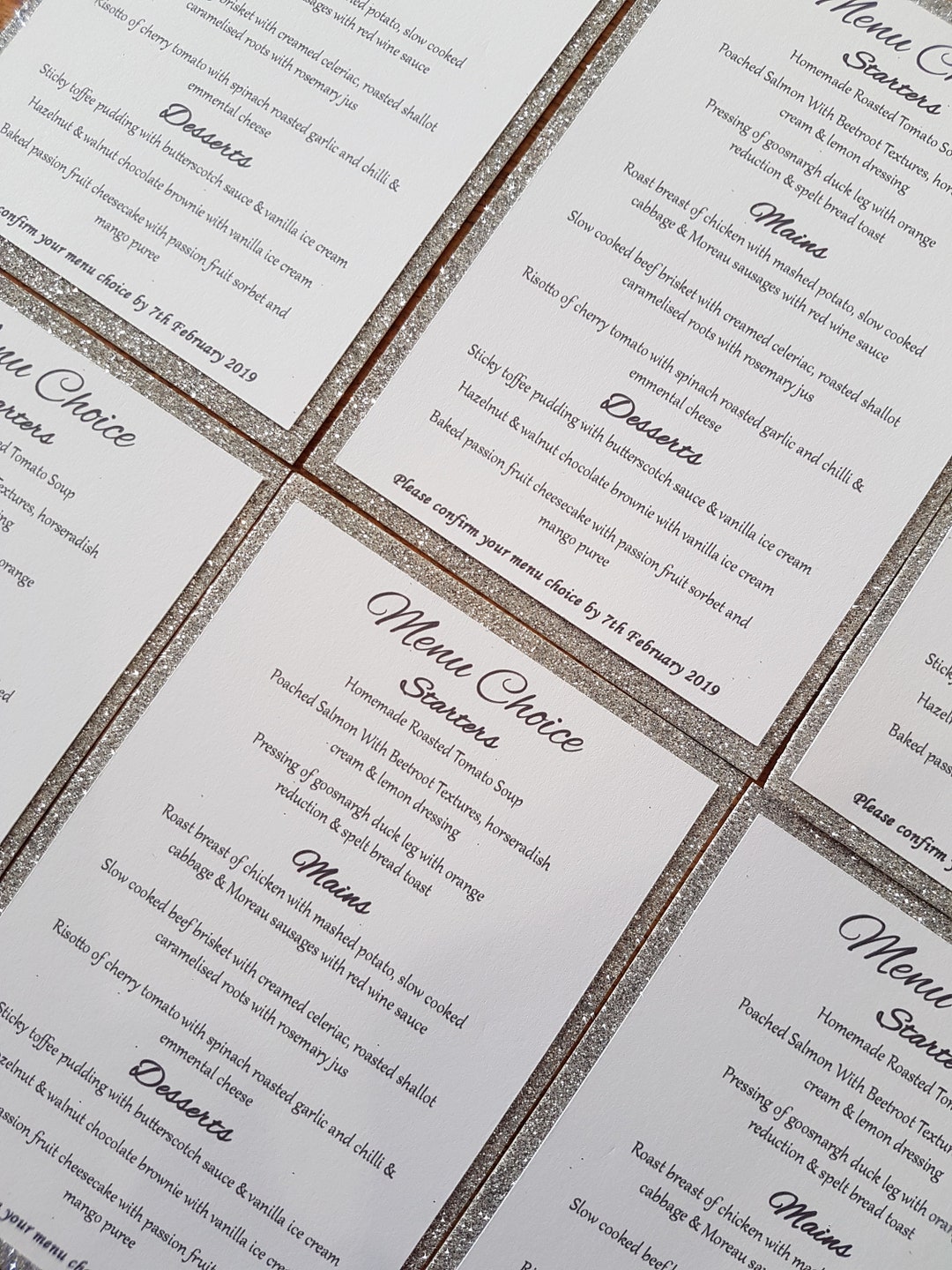 Menu Choice Cards Pack of 10 Weddings/christmas/events. Bespoke Design ...