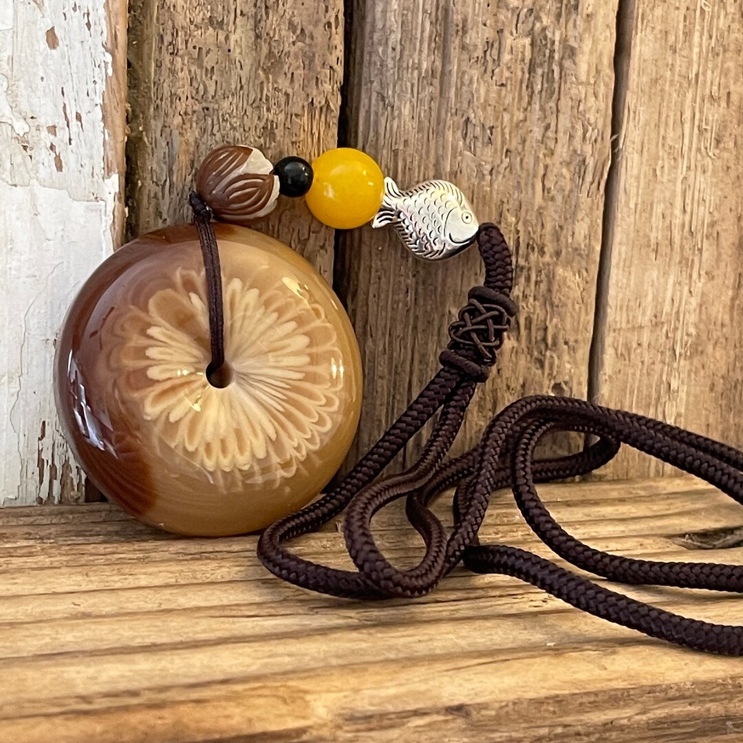 Handmade Tibetan Pi Pendant | Long String Yoga Meditation Necklace ...