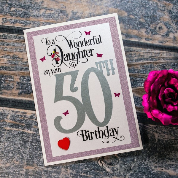 Daughter 50th Birthday Card - Etsy UK
