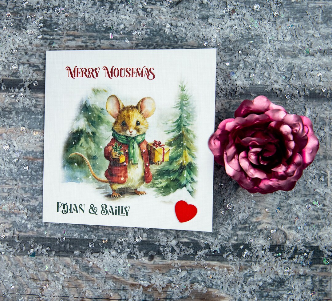 Personalised Christmas Merry Mousemas Cute Christmas Card Cute ...