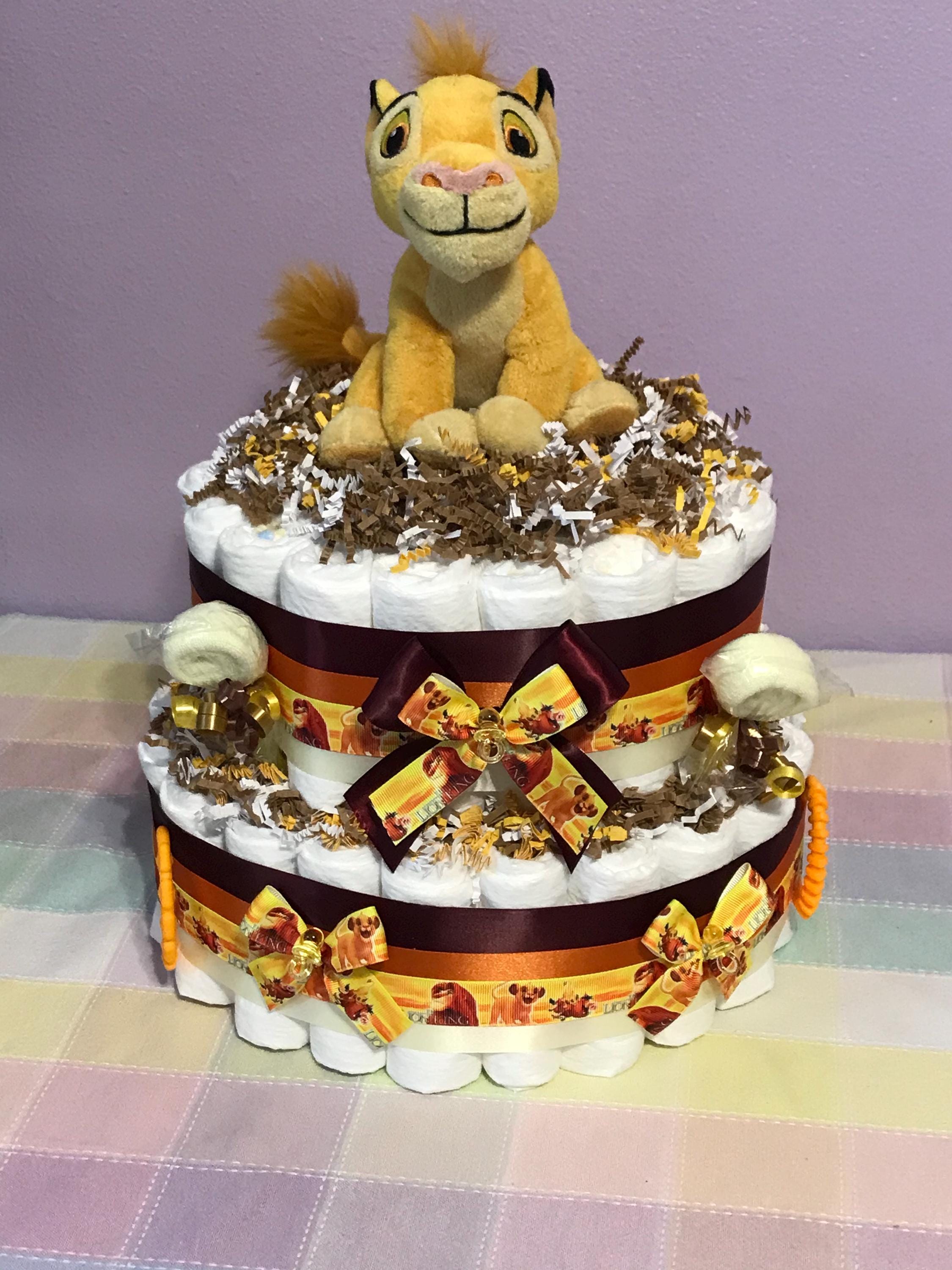 Lion King Diaper Cake: Simba, Pumbaa Plush - Baby Shower Centerpiece - Etsy
