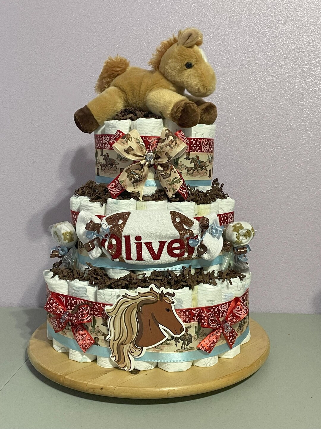 Western Diaper Cake | Country Themed Diaper Cake | Baby Shower Diaper ...