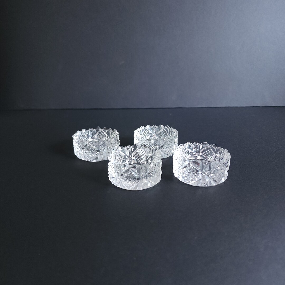 Vintage Cut Glass Salt Dip/salt Cellar Set, 4 Piece Set - Etsy