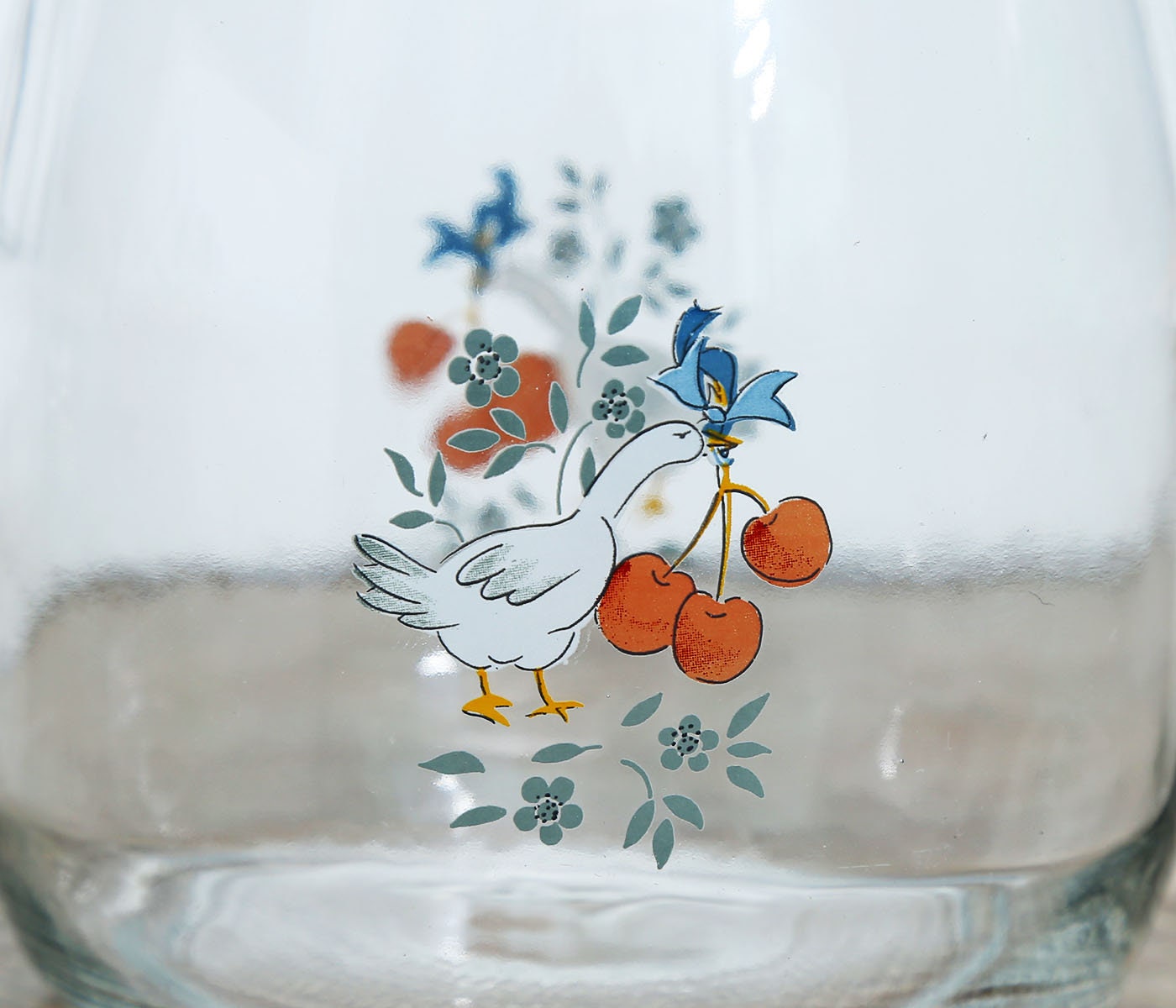 ARC France Glass Canisters, Apothecary Jars. Geese and Fruit Design ...