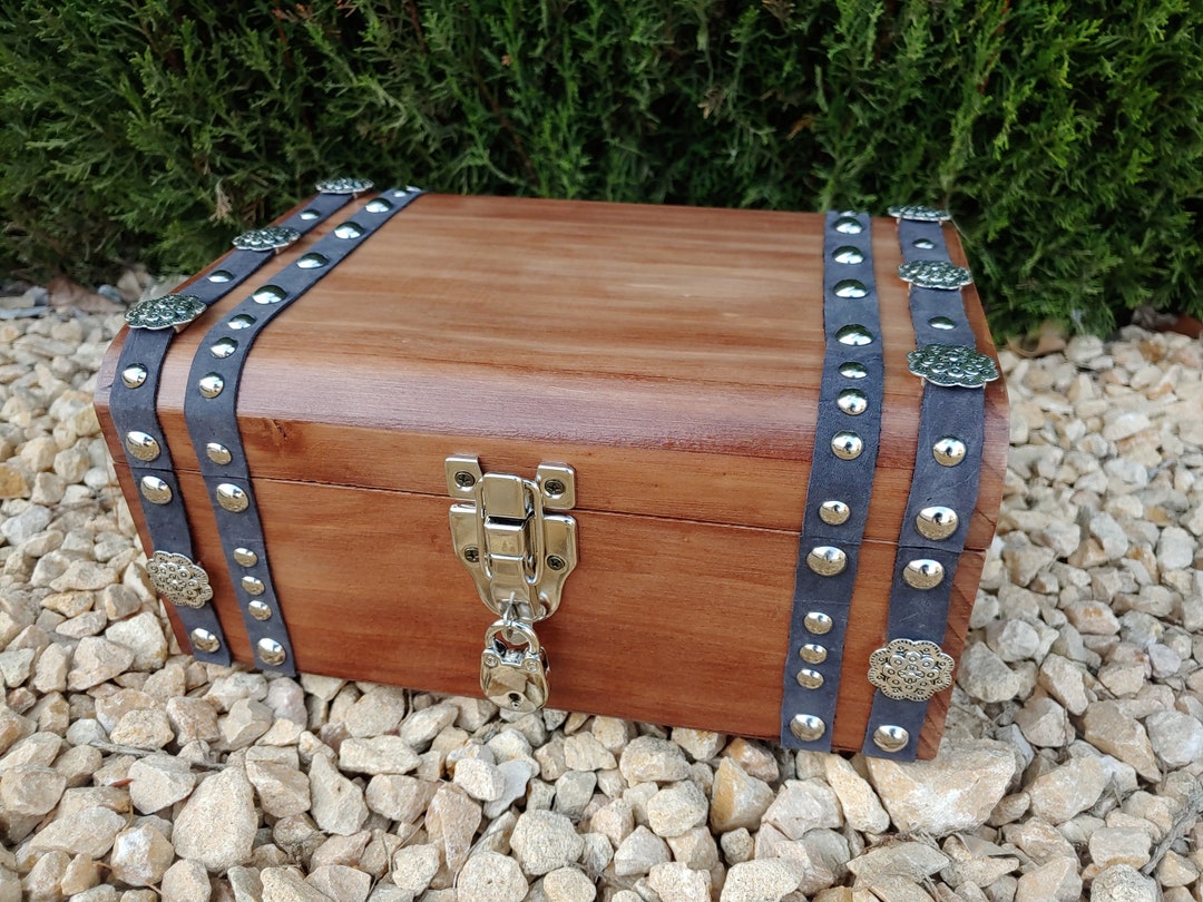Wooden Box With Locks and Keys, Rustic Treasure Chest, Wood Gift Box ...