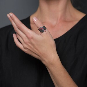 Red Thread Wrap Ring Unique Oneofakind Silver Wrap Statement Cocktail ...