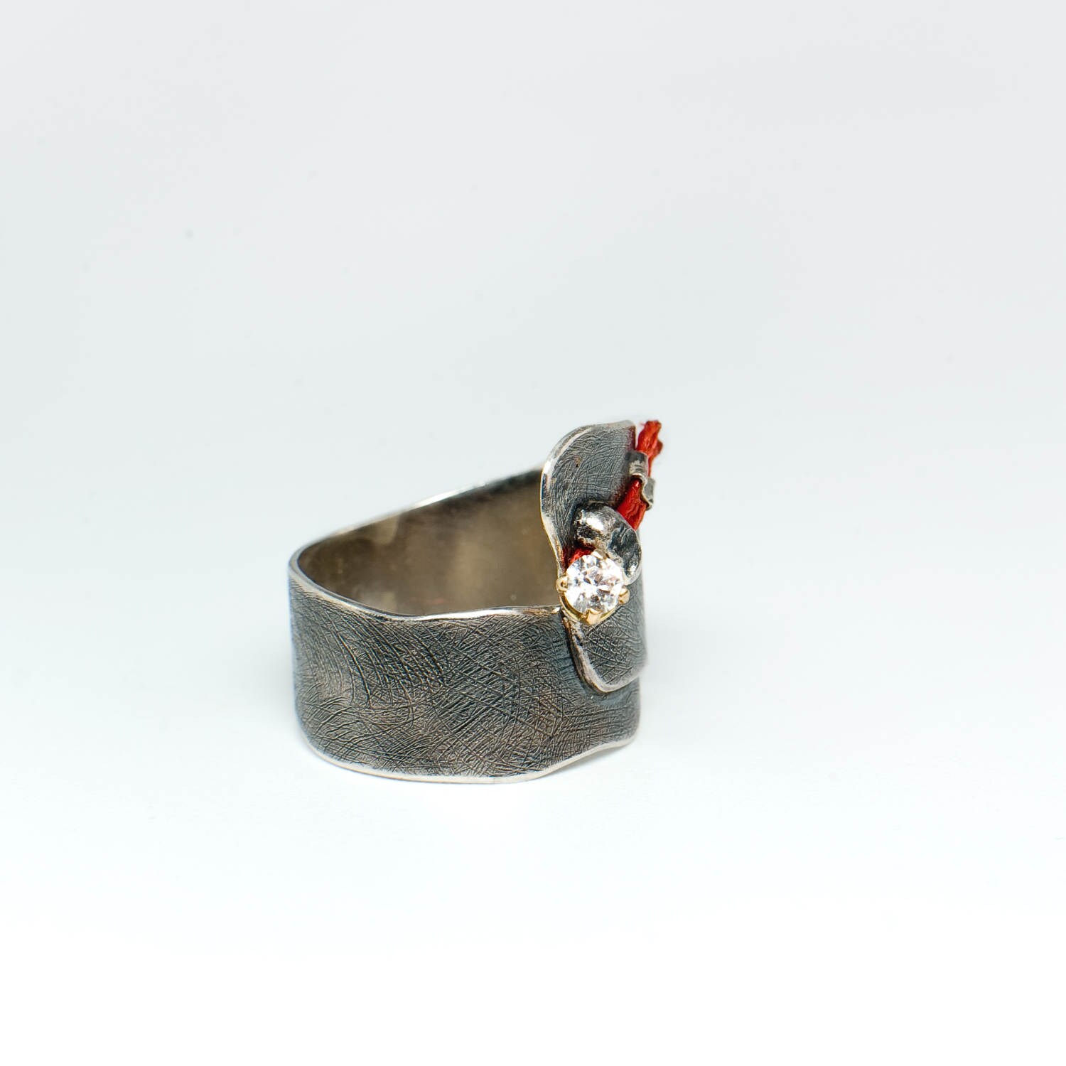 Red Thread Wrap Ring Unique Oneofakind Silver Wrap Statement Cocktail ...