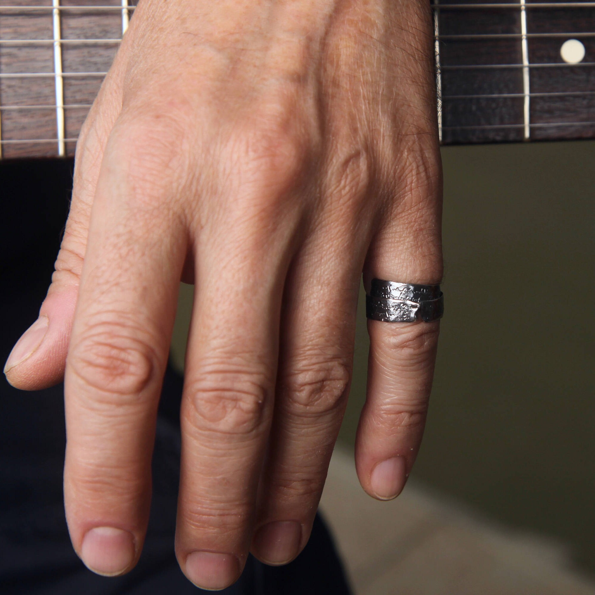 Unisex Adjustable Wrap Sterling Silver Ring Mens Rustic Oxidized Silver ...