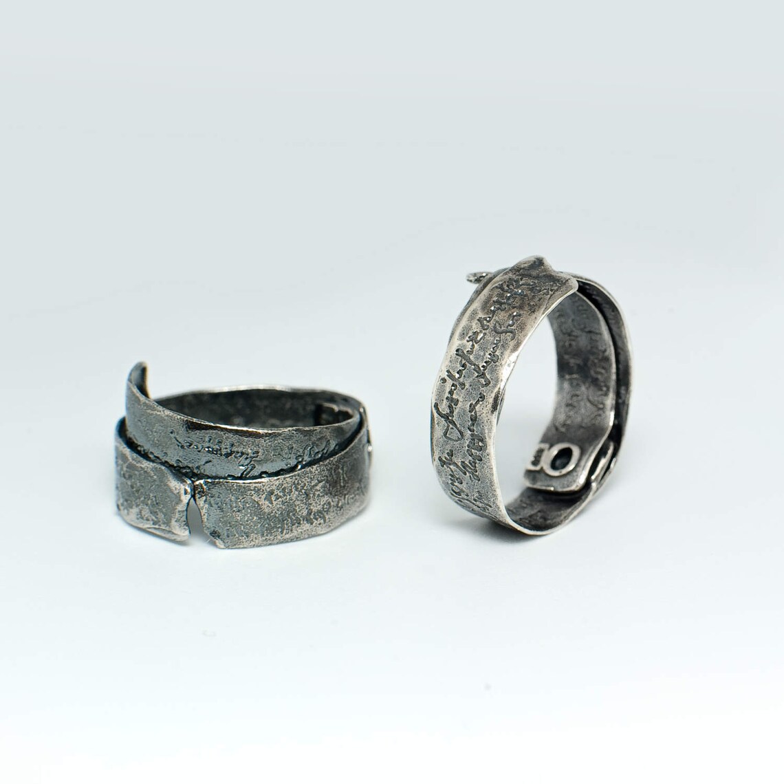 Unisex Adjustable Wrap Sterling Silver Ring Mens Rustic Oxidized Silver ...