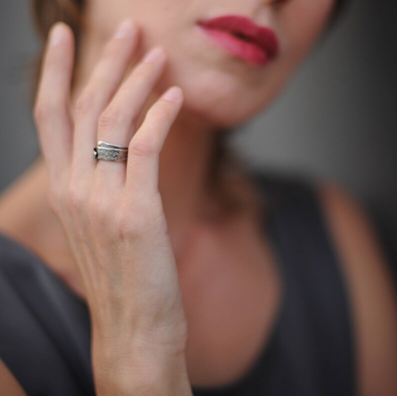 Unisex Adjustable Wrap Sterling Silver Ring Mens Rustic Oxidized Silver ...