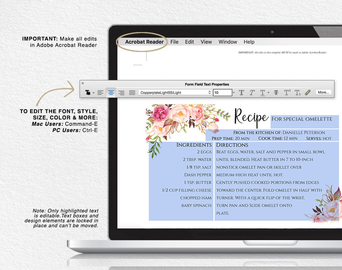 Editable Recipe cards 3x5 Printable custom Recipe card | Etsy
