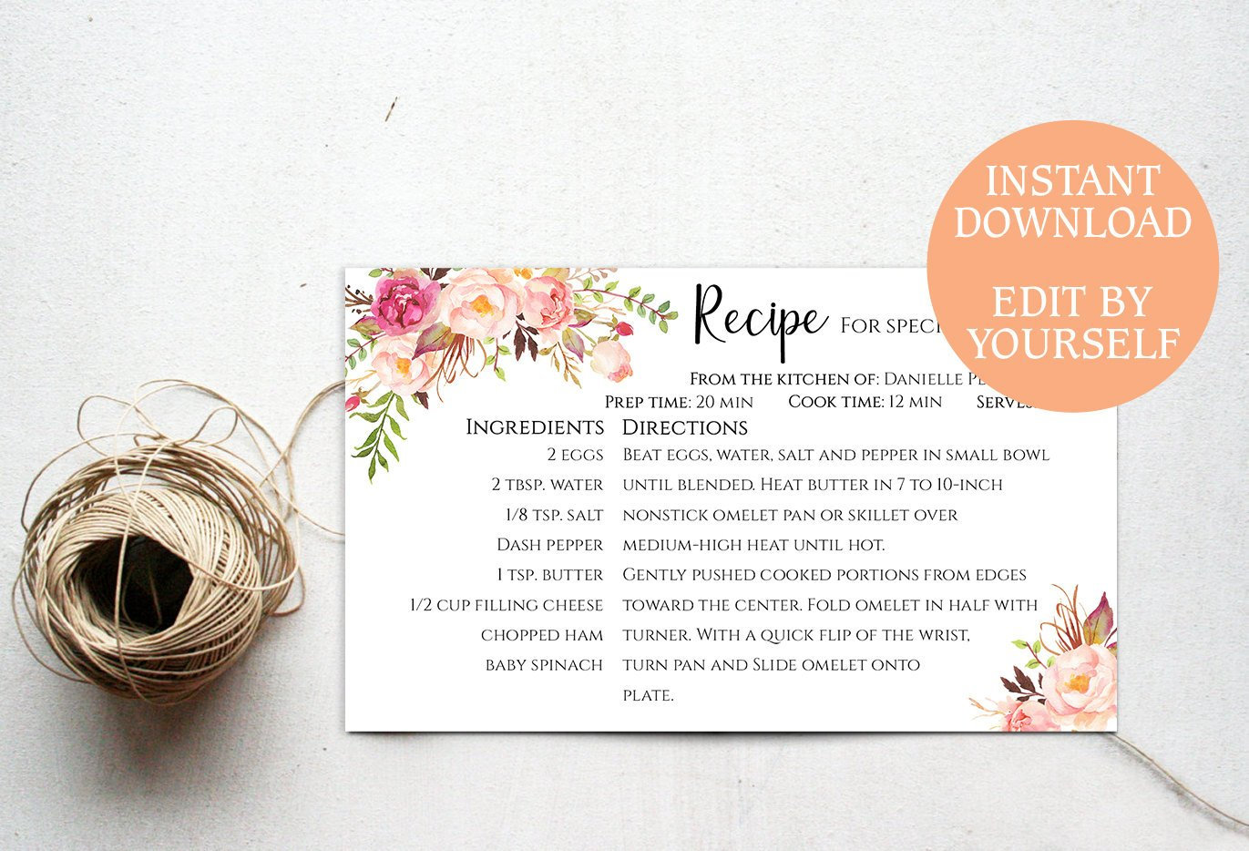 Editable Recipe Cards 3x5 Printable Custom Recipe Card - Etsy