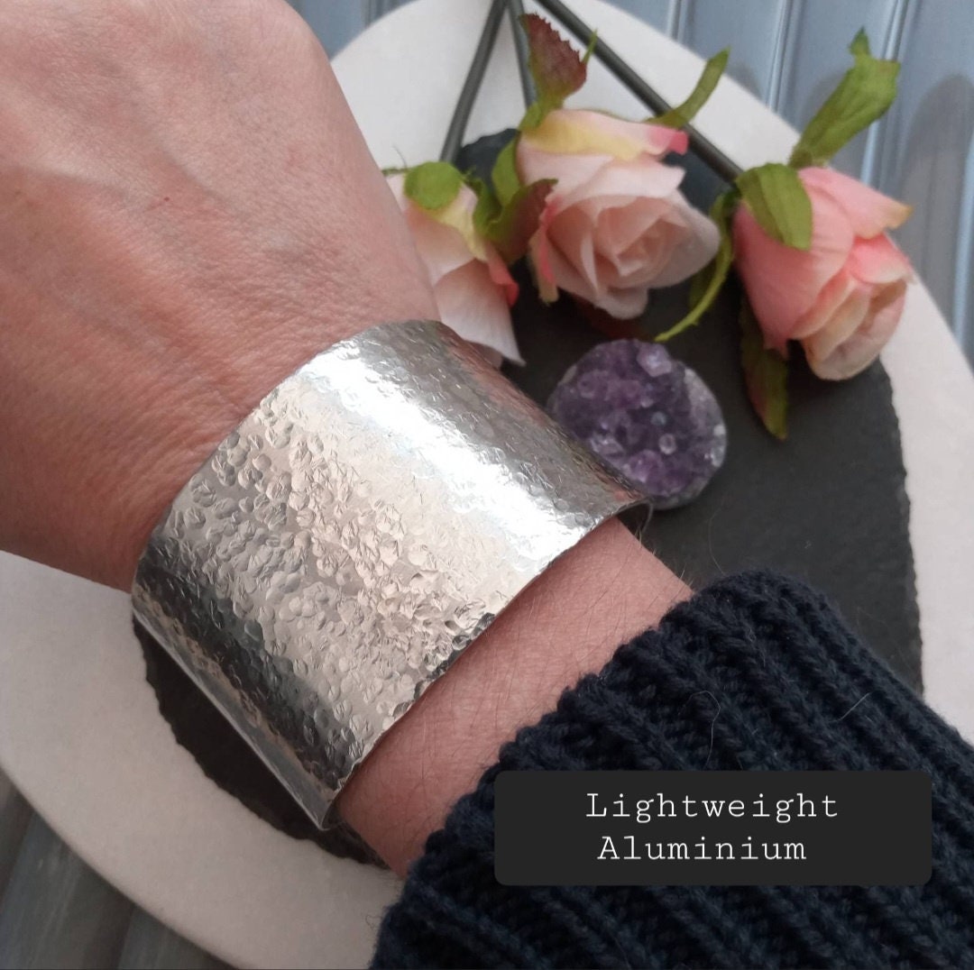 Big Silver Cuff,very Wide Cuff /aluminium Hammered Cuff/wide Silver ...