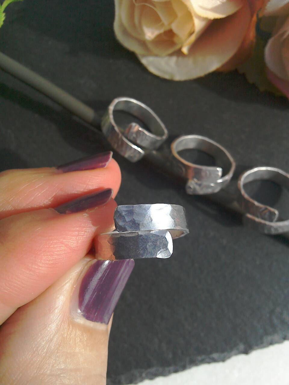 Silver Hammered Toe Ring Double Toe Ringsilver Toe Ring | Etsy