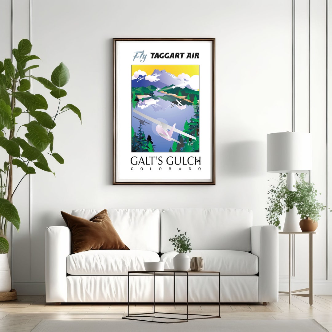 Fly Taggart Air! Vintage Travel Poster, Galt's Gulch Colorado - Etsy