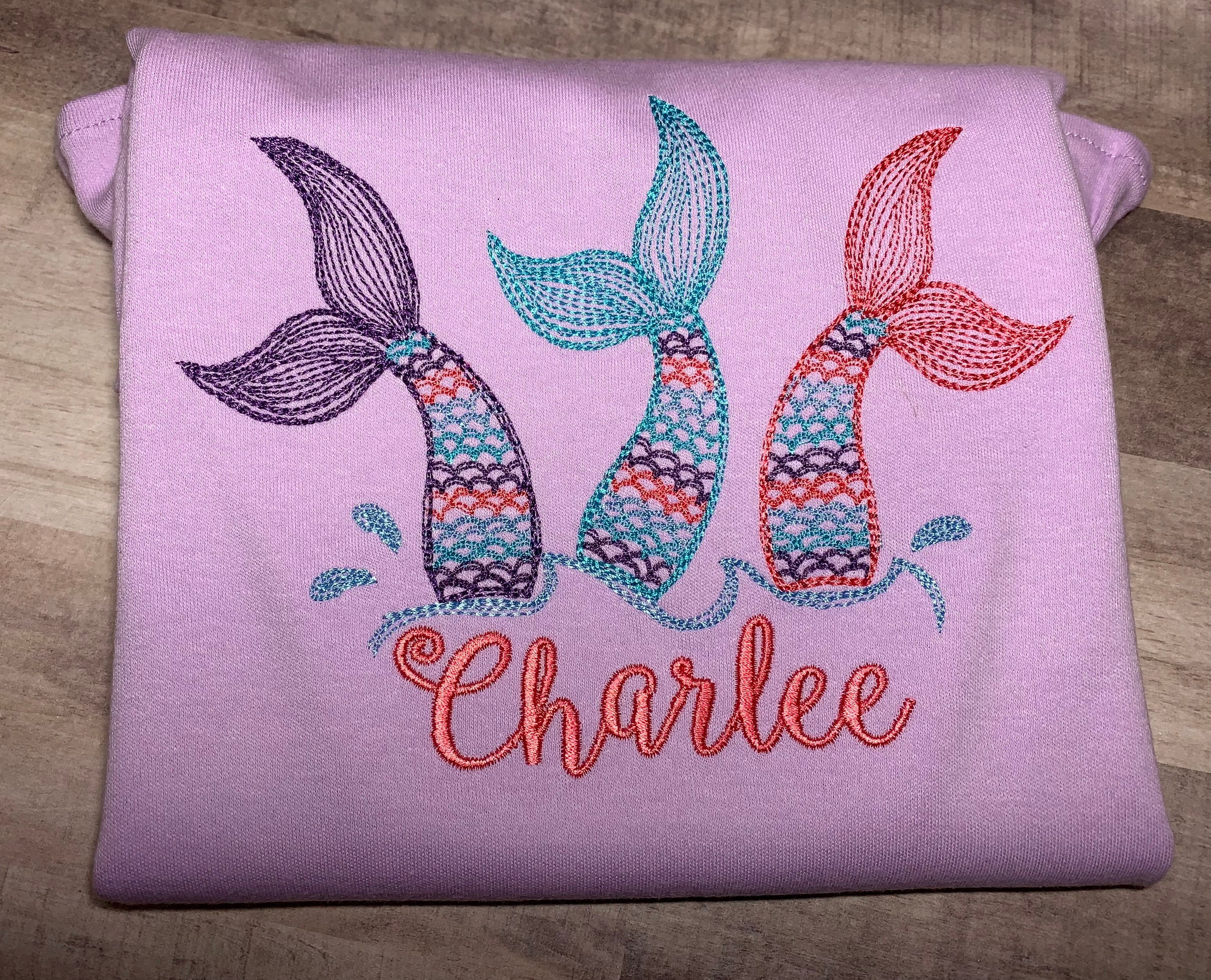 Personalized Embroidered Mermaid Tails Shirt for Girls | Etsy
