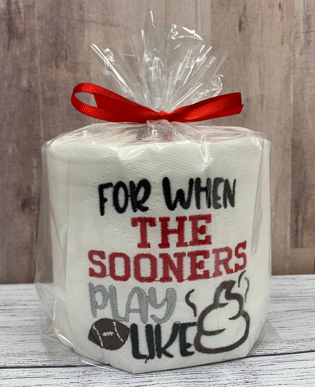 Embroidered Sooners Toilet Paper | Sooners Party Decor | Potty Humor ...