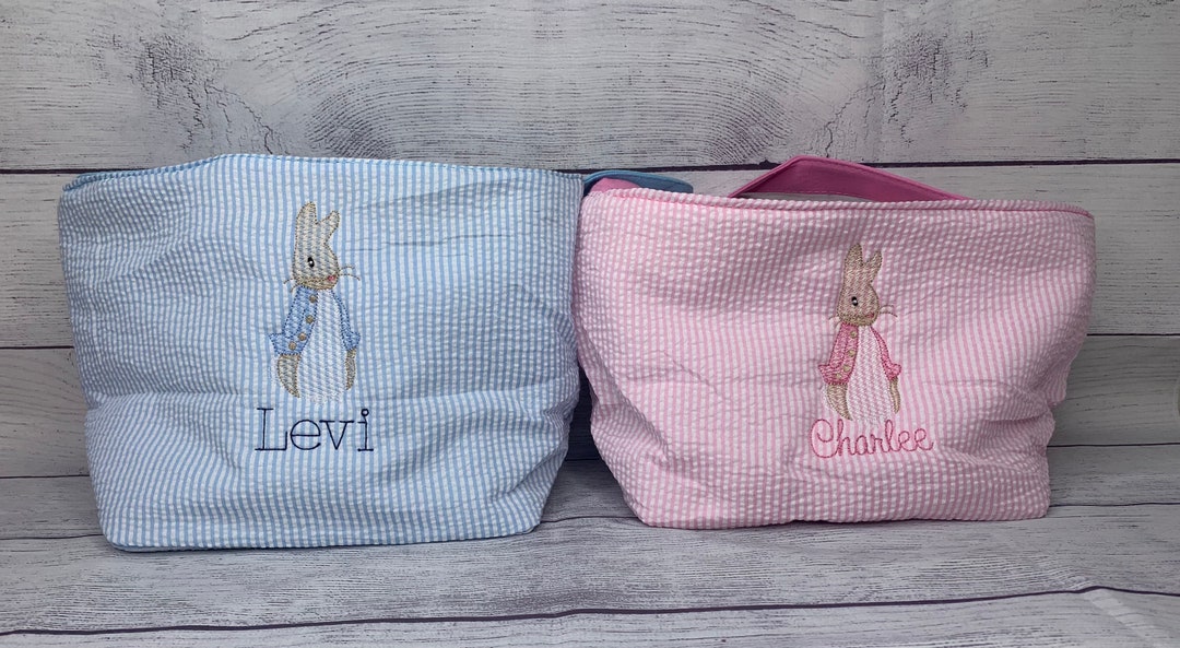 Personalized Peter Rabbit Seersucker Easter Baskets | Peter Rabbit ...