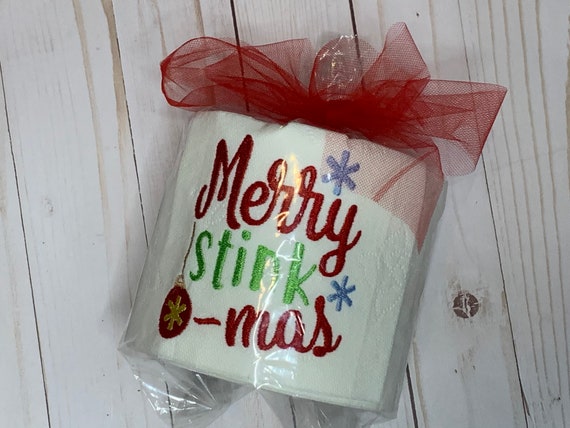 Embroidered Christmas Toilet Paper Merry Stinkmas White - Etsy
