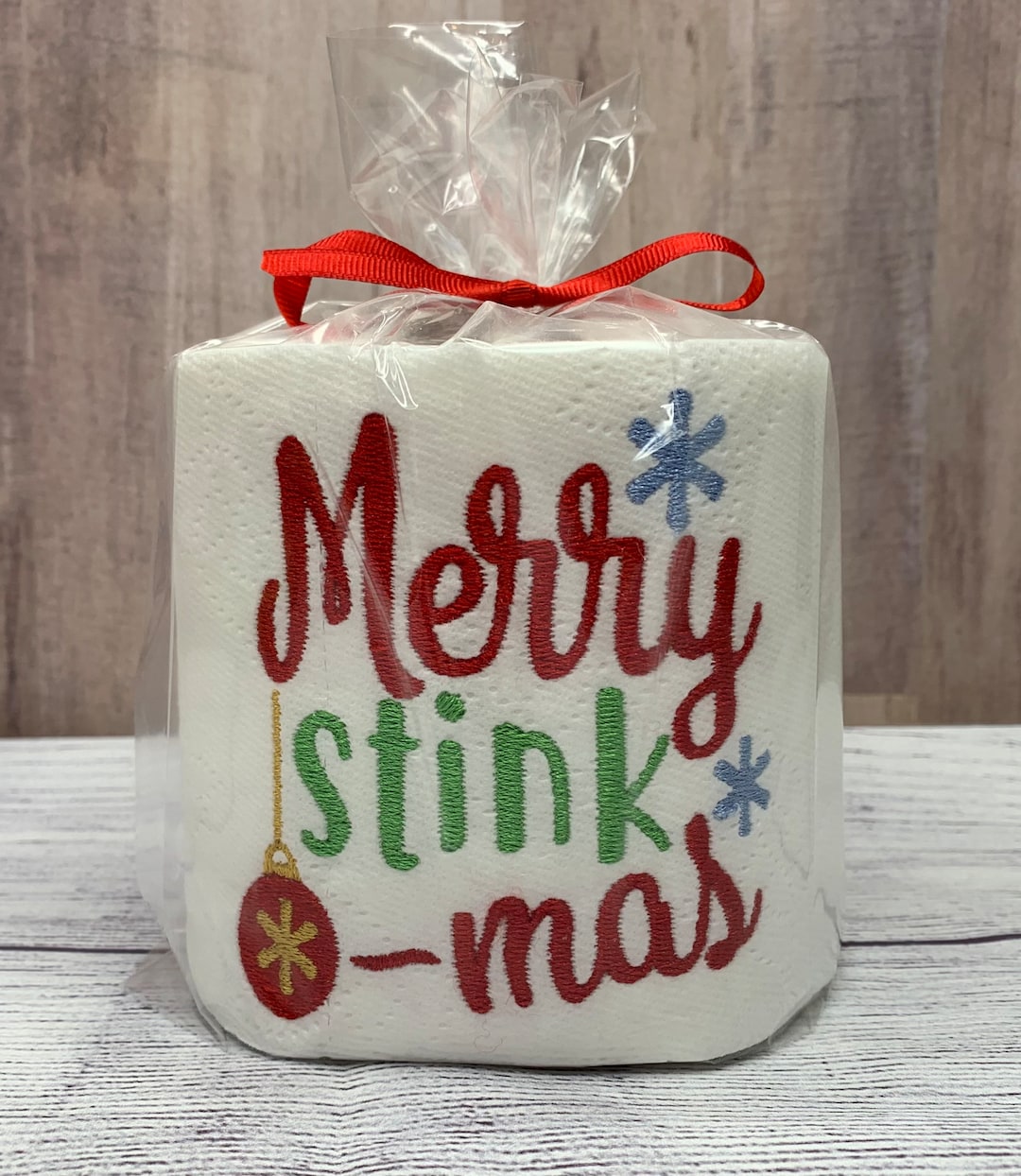 Embroidered Christmas Toilet Paper Merry Stinkmas White Elephant Gag ...