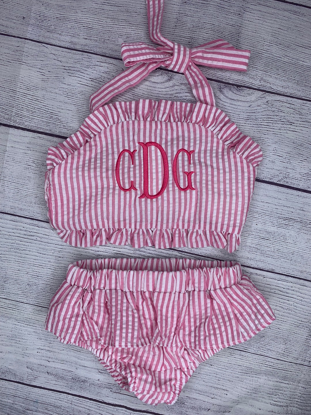 Monogrammed Swimsuits | Seersucker Girls Swimsuits | Personalized ...