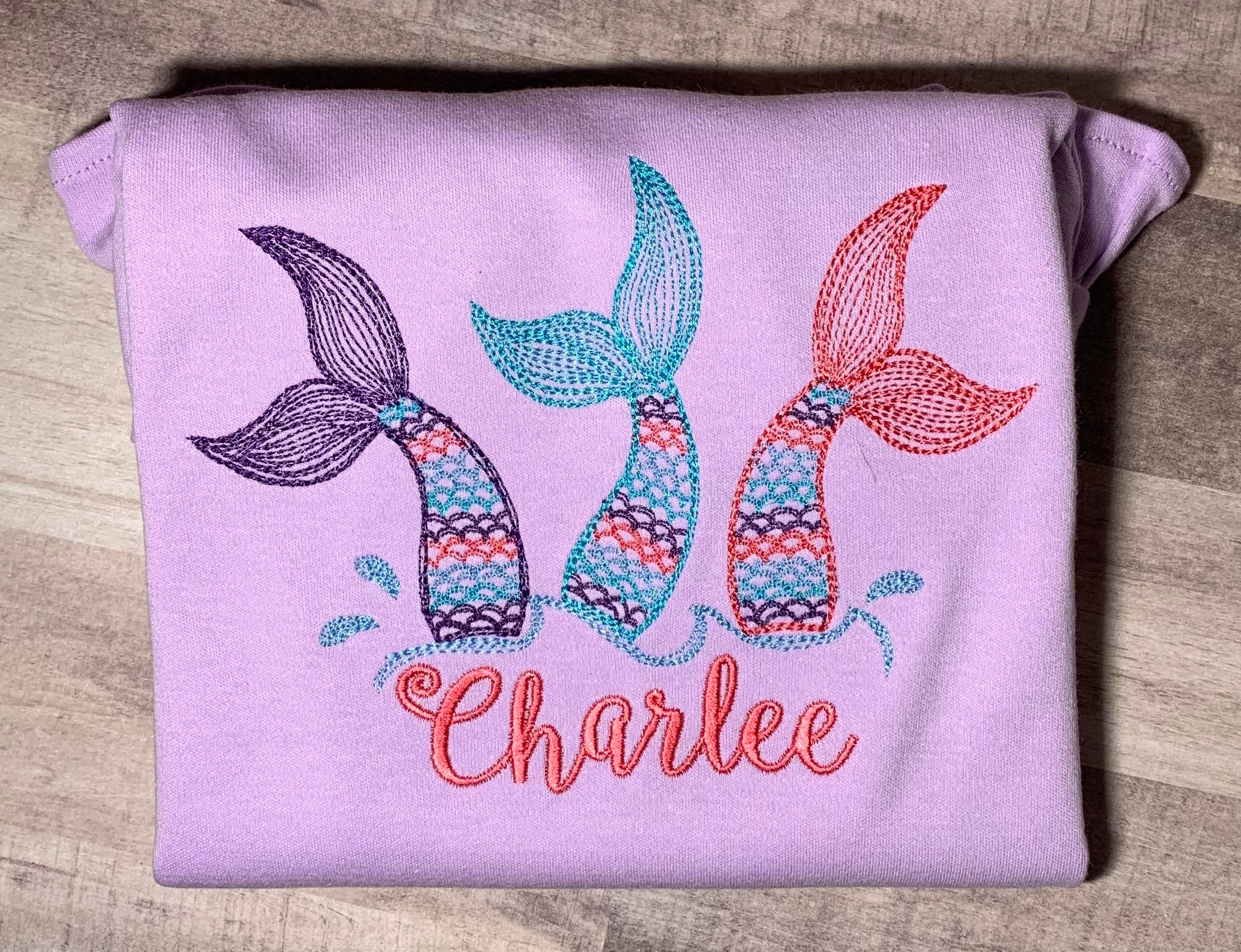 Personalized Embroidered Mermaid Tails Shirt for Girls | Etsy