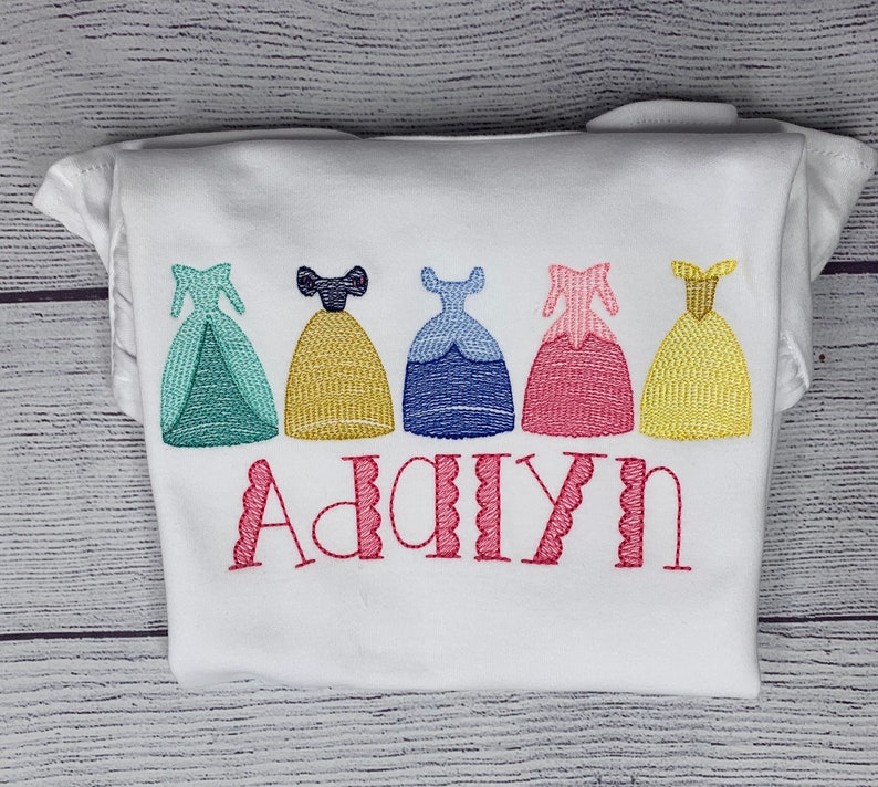 Personalized Embroidered Princess Shirt | Princess Gowns Shirt ...