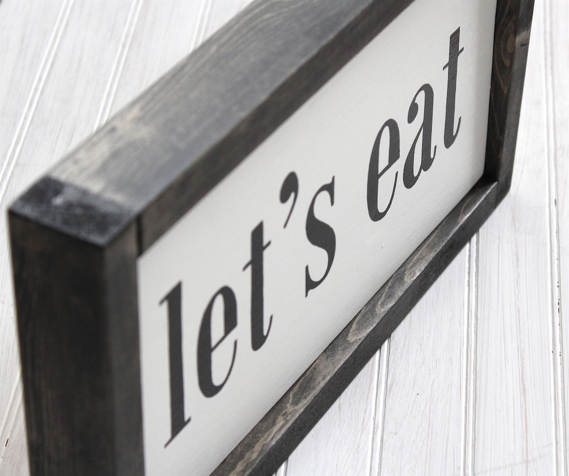 Lets Eat Hand Painted Wall Decor Dining Room Farmhouse Sign - Etsy UK