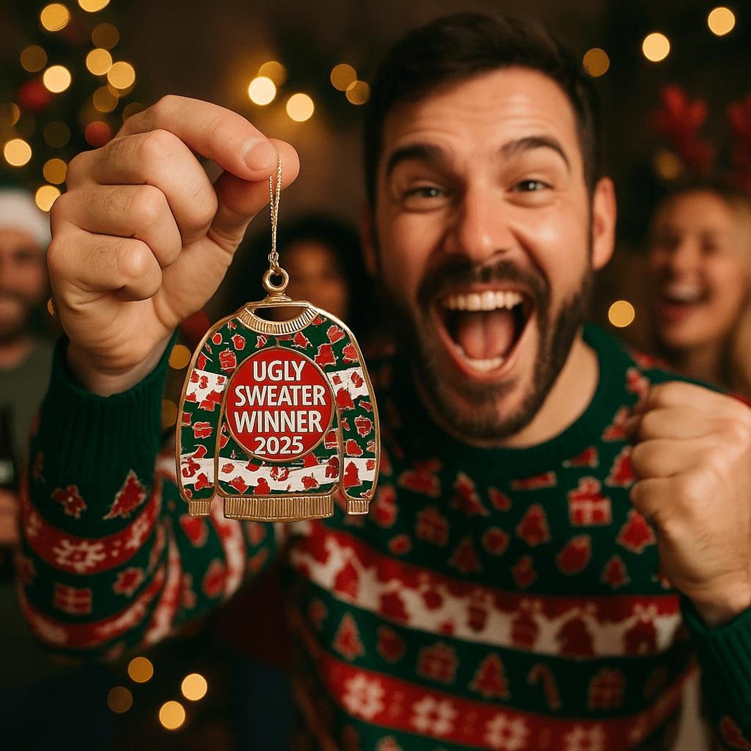 Ugly Sweater Funny Christmas Holiday Party Prize | Ornaments ...