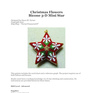 PATTERN, Christmas Flowers Bicone 3-D MINI Star - Etsy
