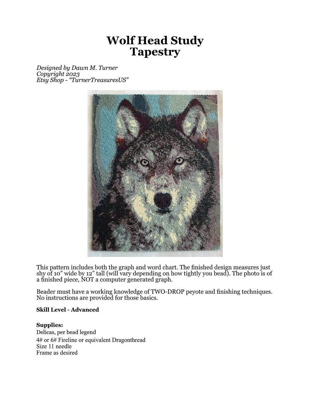PATTERN, Wolf Head Study Tapestry - Etsy