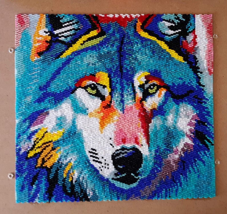 PATTERN, Colorful Wolf Tapestry - Etsy
