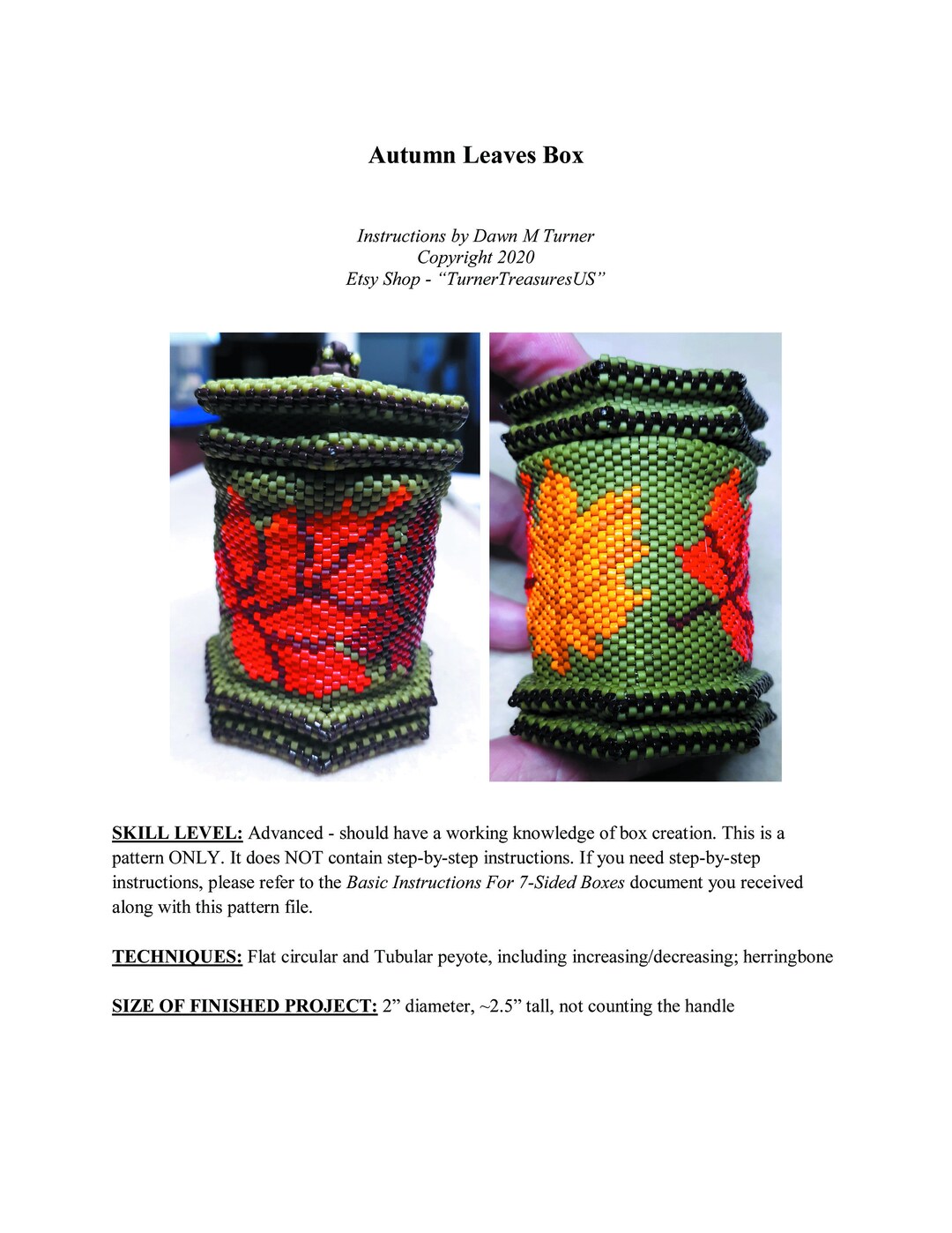 PATTERN, Autumn Leaves Box - Etsy