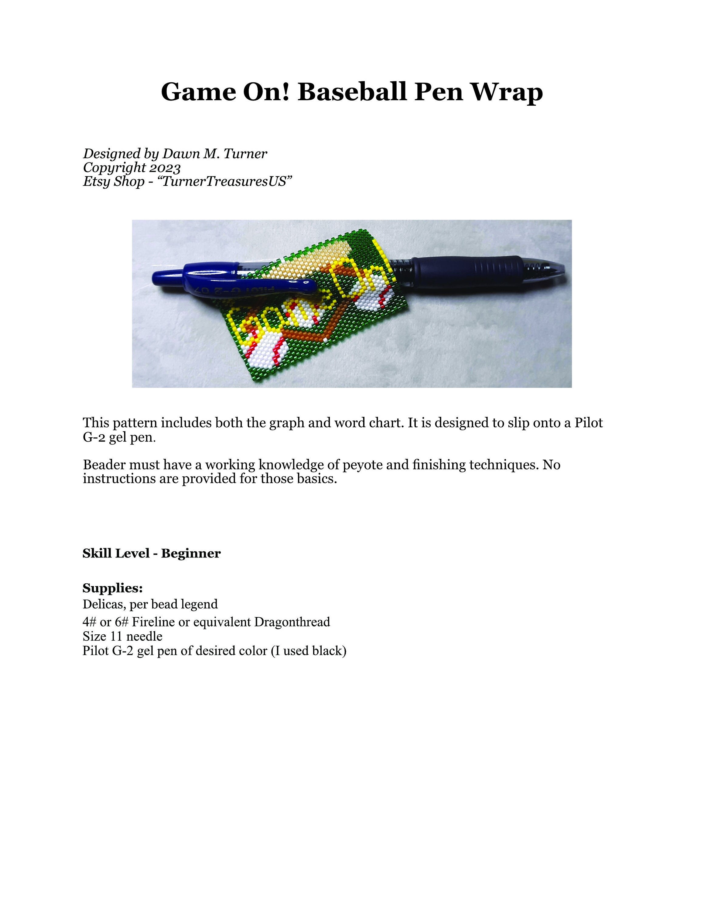 PATTERN, Game On! Baseball Pen Wrap - Etsy