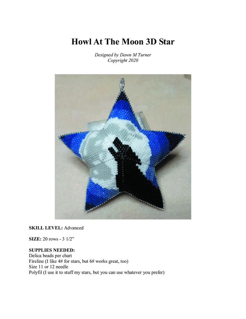 PATTERN, Howl at the Moon 3D Star - Etsy