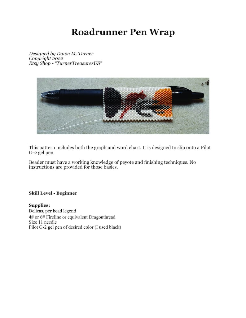 PATTERN, Roadrunner Pen Wrap - Etsy