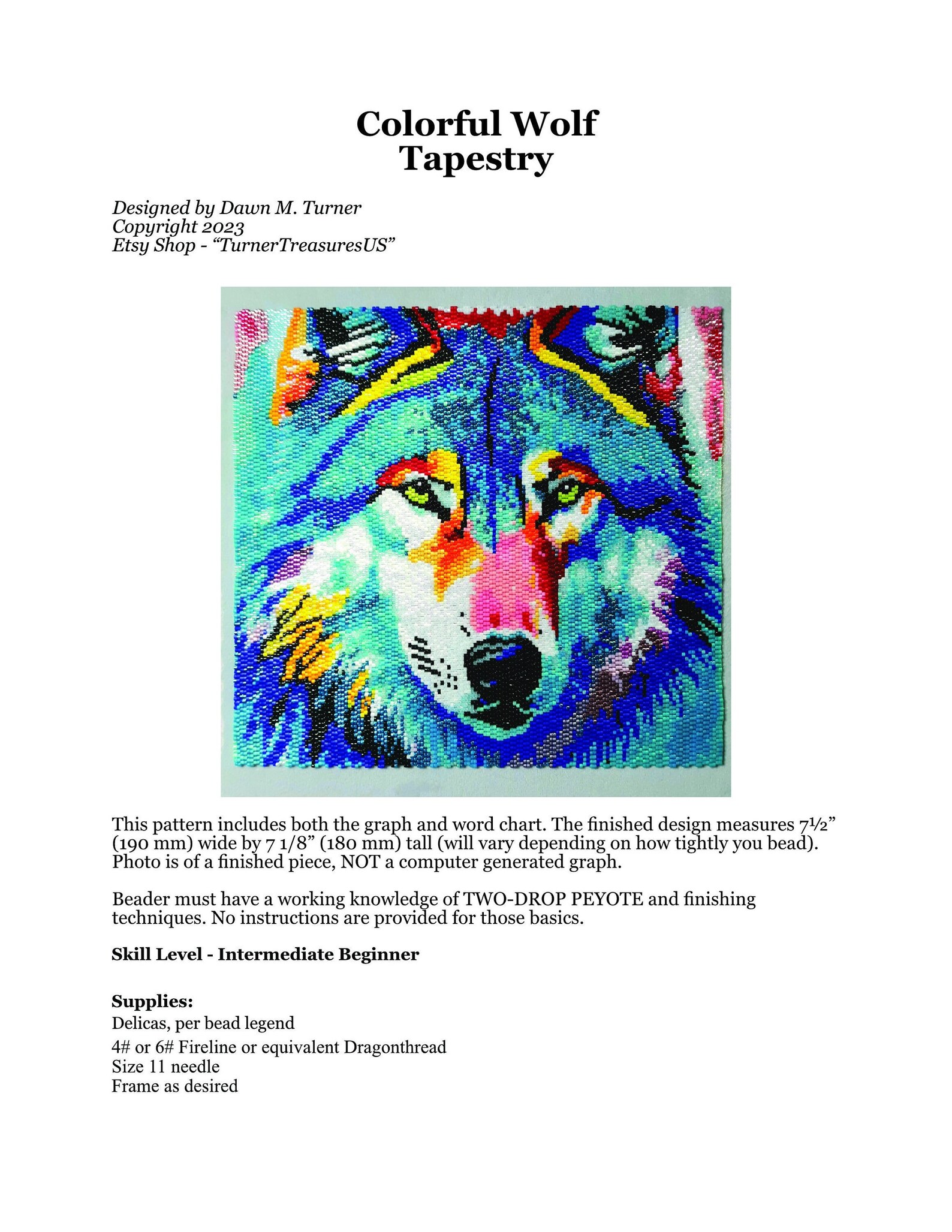 PATTERN, Colorful Wolf Tapestry - Etsy