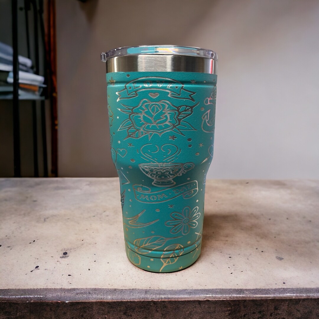20oz Laser Engraved Tumbler- Old School Tattoo- Tattoo Artist-birds ...