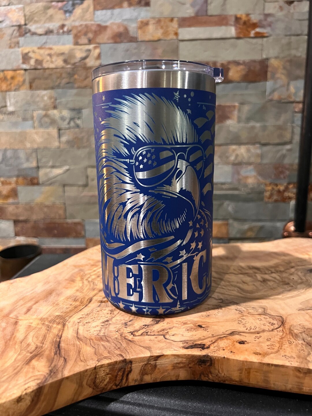 Laser Engraved ‘merica Rockin Eagle With Fireworks-freedom- Tumbler ...