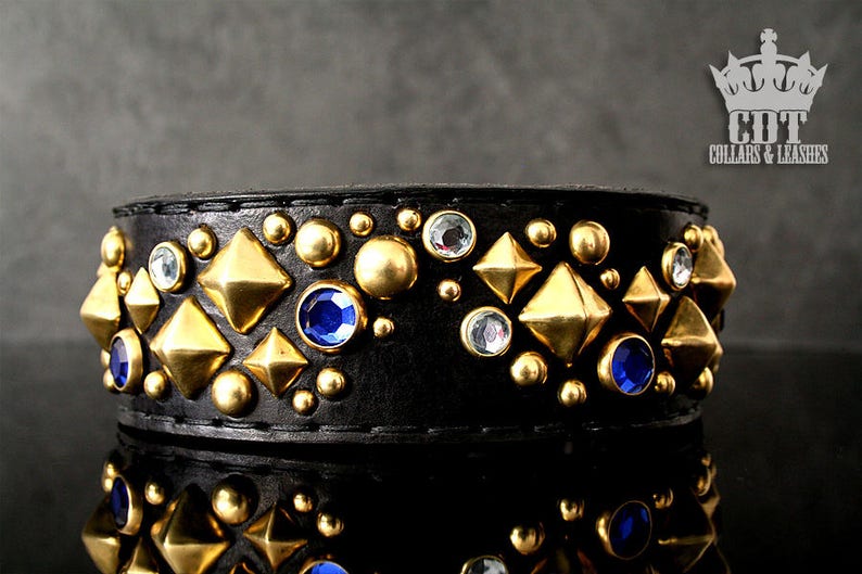 Leather Dog Collar Leather Collar Brass Dog Collar Custom - Etsy